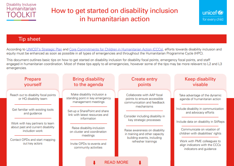 UNICEF (2023) How to get started on disability inclusion in ...