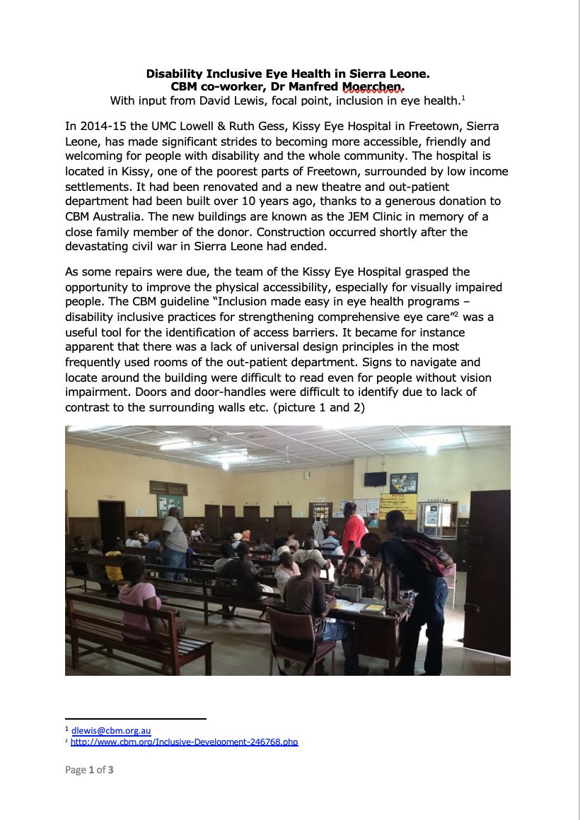 CBM (2016) Disability Inclusive Eye Health in Sierra Leone | DID4all