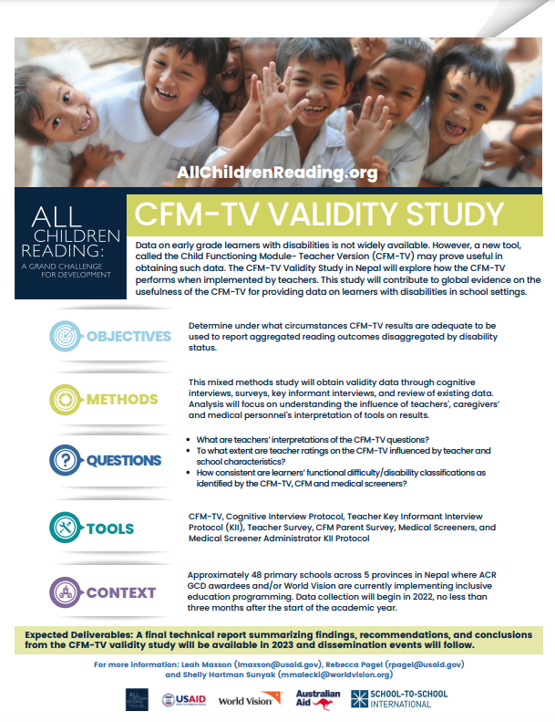 All Children Reading (2023) Child Functioning Module-Teacher Version ...